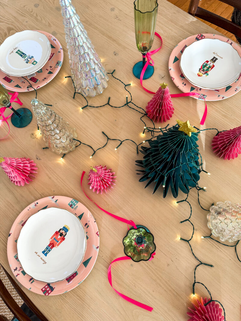 setting a christmas party table - amanda party + home